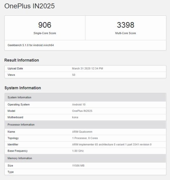 OnePlus 8 5G, Geekbench'te Ortaya Çıktı! - TeknoDiot.com